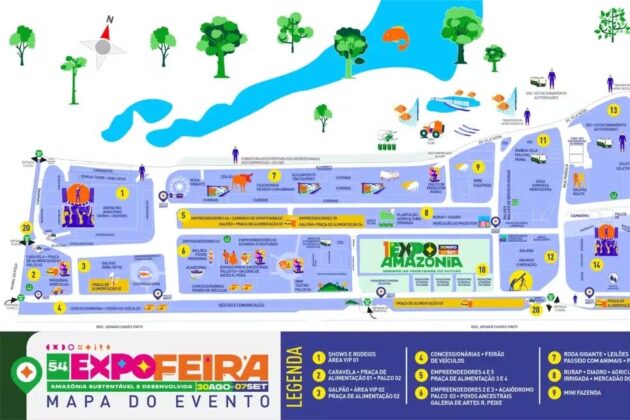 Expofeira 2025: mapa destaca locais de shows, e mais eventos